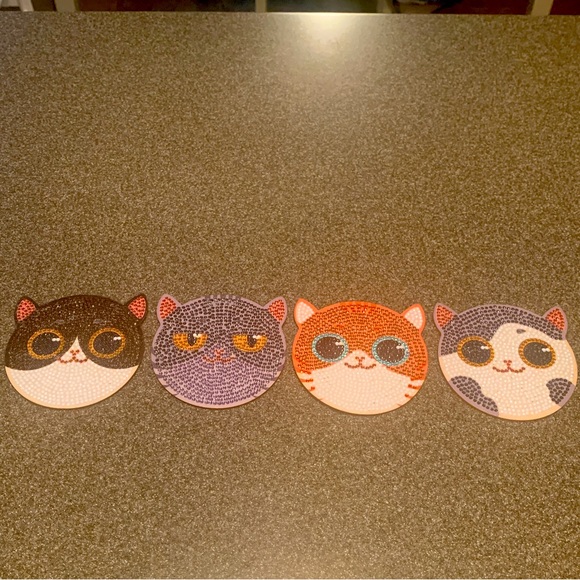 Dining | Cat Head Beaded Coaster Set Great Color Beads Placed On A Thin ...